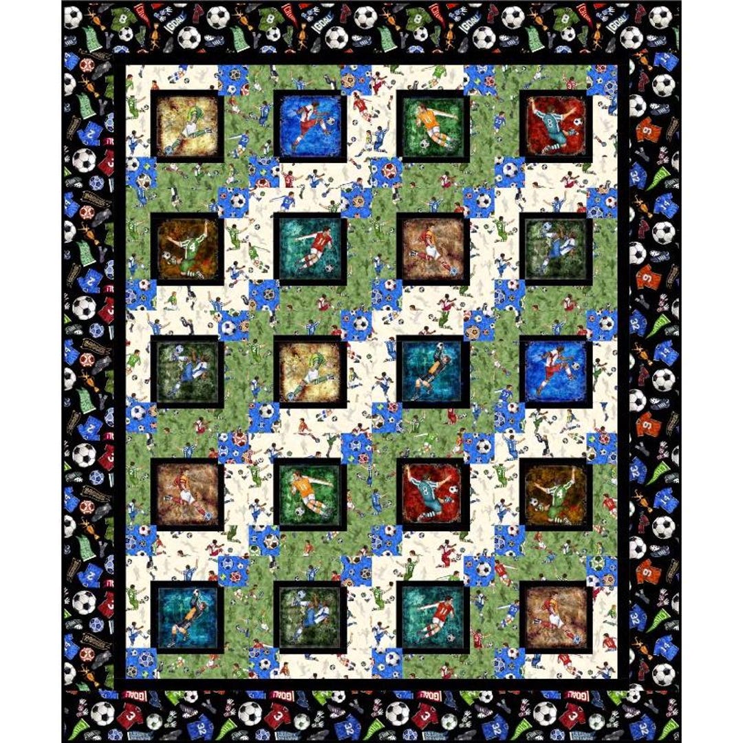Quilt Kitgo for Goal50 X 60 Just for Kicks Soccer Block Throw Quilt ...