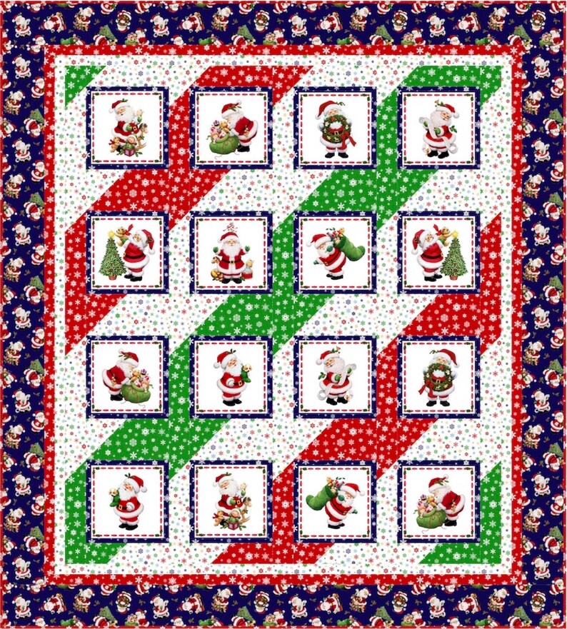 Elizabeths Studio Santas List 24.75" Santa Block Panel Midnight Cotton ...