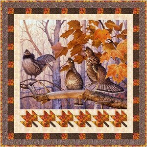 Elizabeths Studio Out on a Limb 36" X 44" Pheasant Panel Black Cotton ...