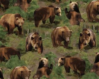 Brown Bear Fabric | Etsy