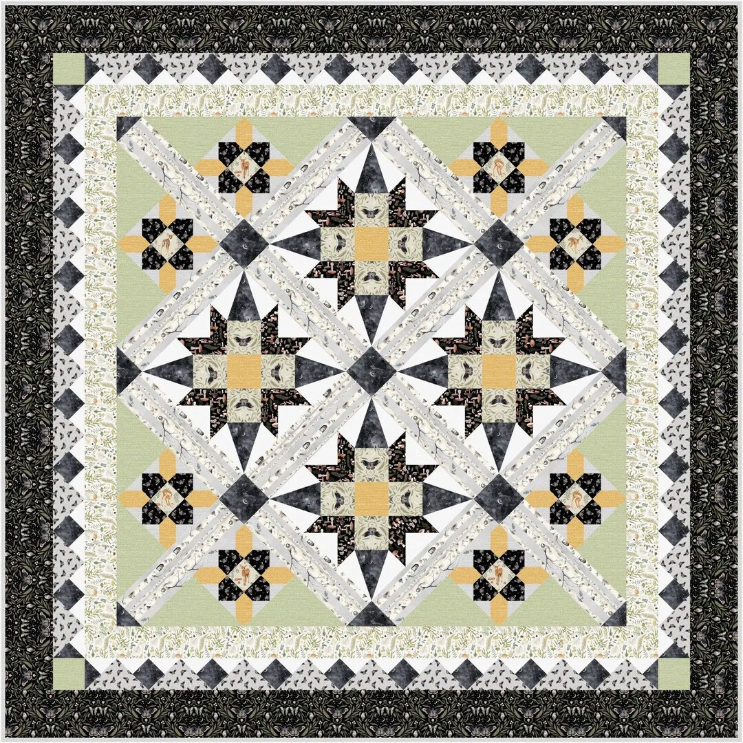 Quilt Kit~prairie Moonflower~93" X 93" On-point Block Queen Quilt ...