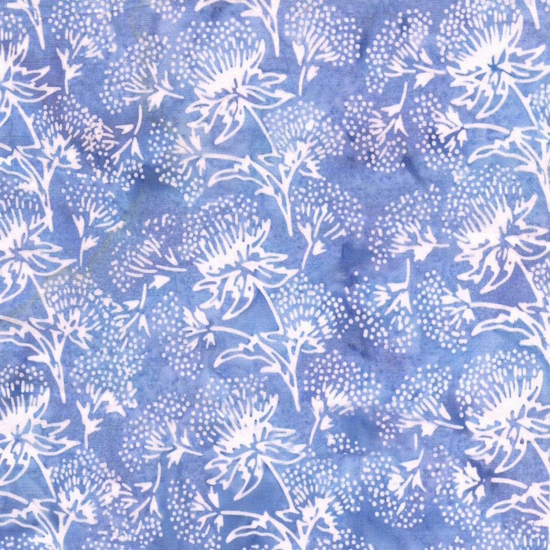 Island Batik~english Lavender~floral Herb~multi Blue Rain~cotton Batik ...