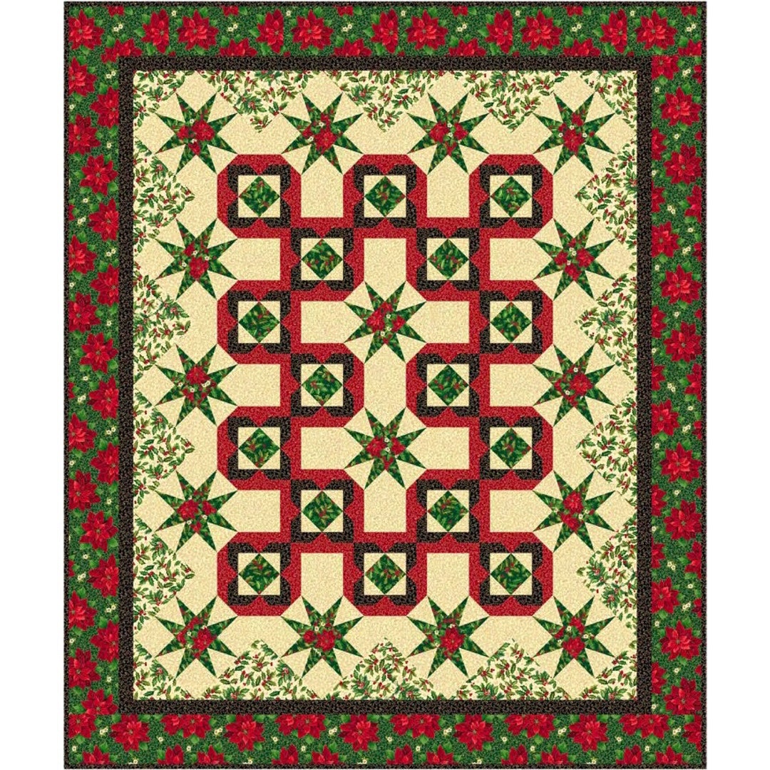 Quilt Kit~poinsettia Roundabout~64" X 76" Poinsettia Symphony Lap/throw ...
