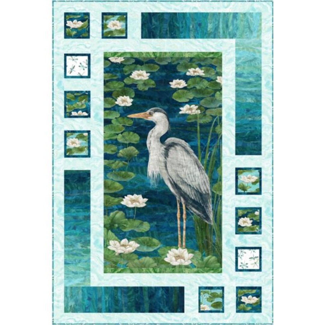 Quilt Kit~harmony~42" X 61" Tranquil Waters Blue Heron Panel Wall Quilt ...