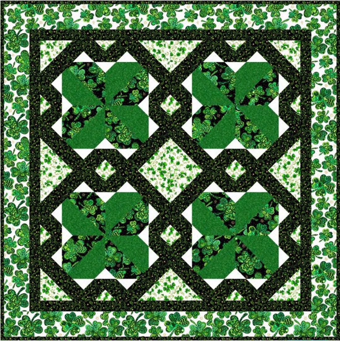 Quilt Kit- Four Leaf Clover~46" X 46" Irish Wishes Wall or Table Topper ...