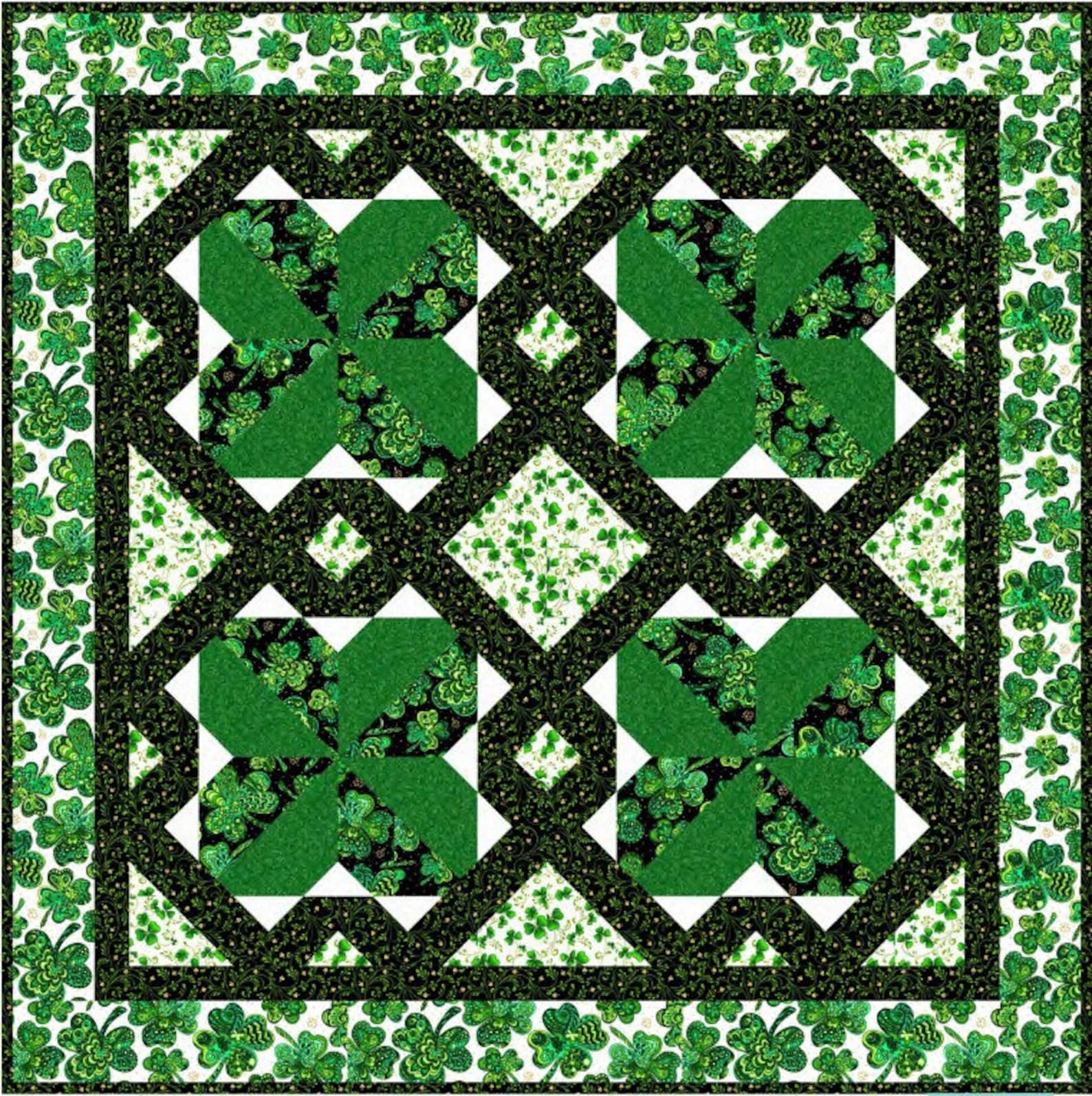 Quilt Kit- Four Leaf Clover~46" X 46" Irish Wishes Wall or Table Topper ...