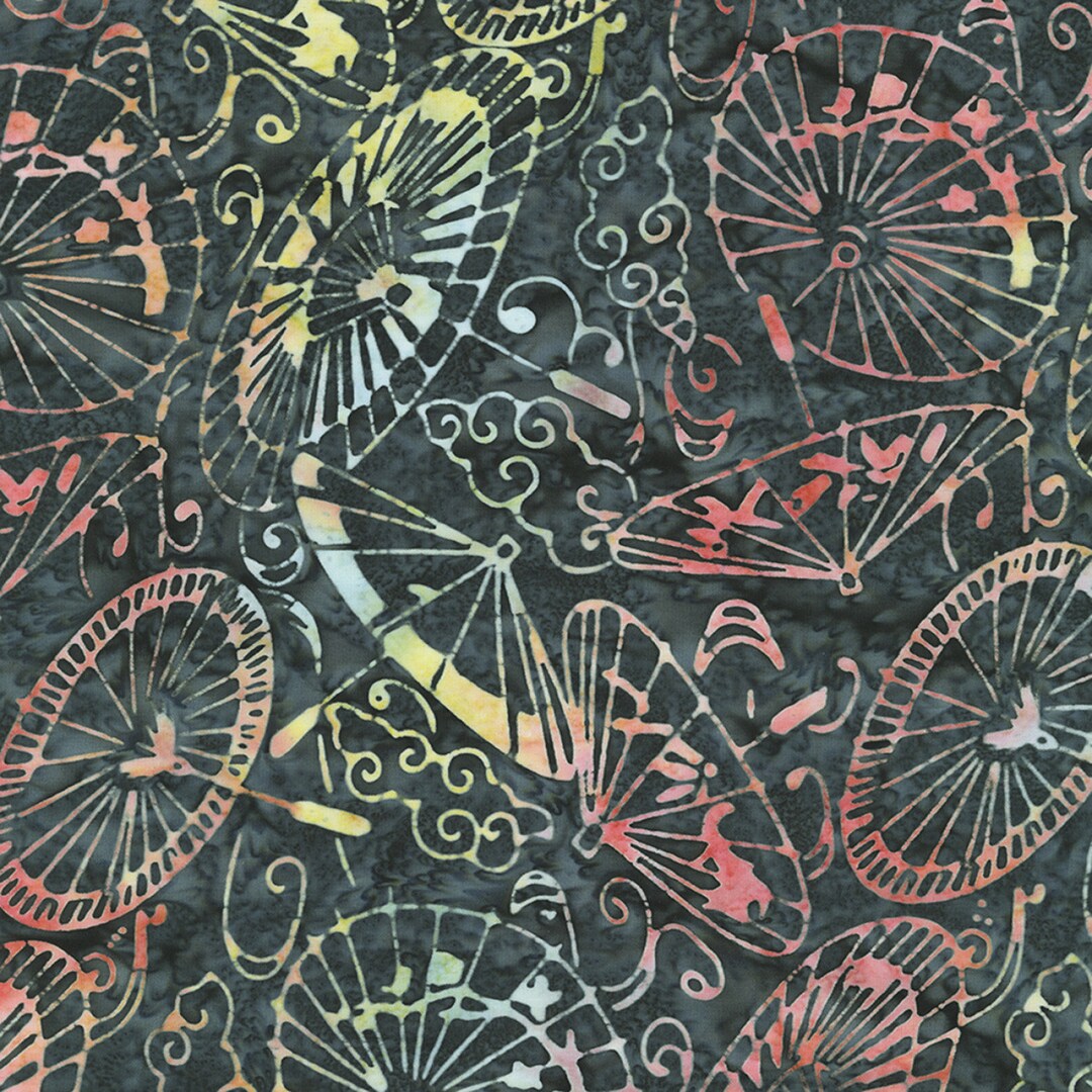Robert Kaufman Artisan Batik Bamboo Garden Parasols Smoke Cotton Batik ...