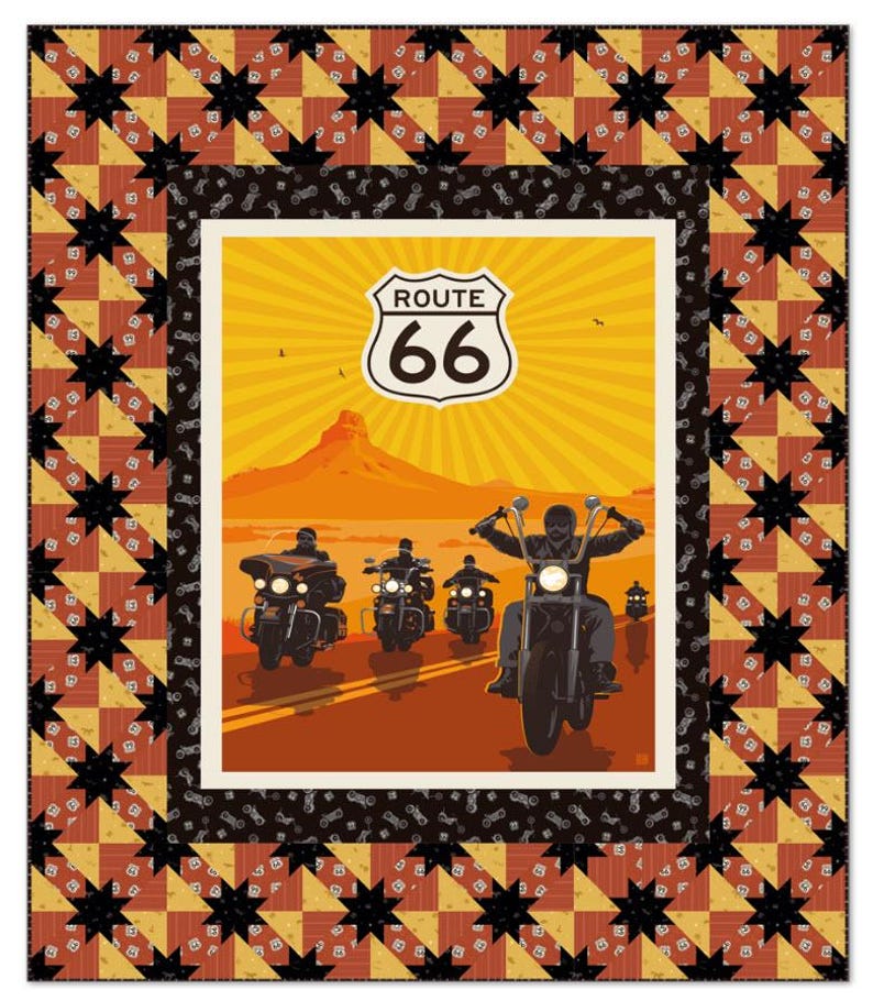 Riley Blake Route 66 Get Your Kicks on Route 66 Map Panel Multi Cotton ...