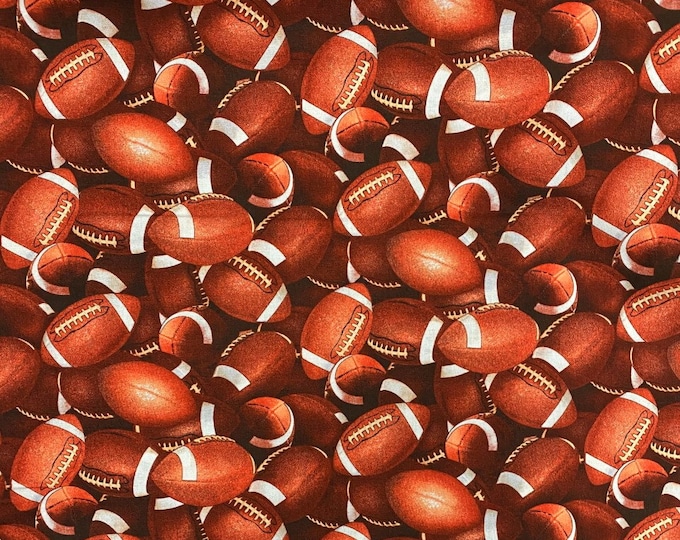 Football Fabric, Sports Quilt Fabric, Elizabeth's Studio 130 Brown ...