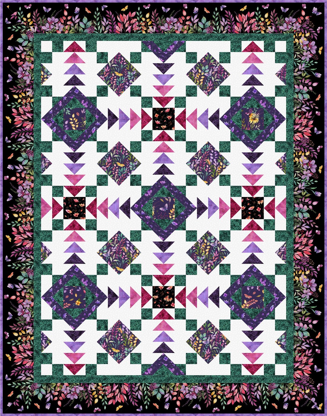 Quilt Kit~botanical Magic~64.5" X 82.5" Watercolor Floral Twin Quilt ...