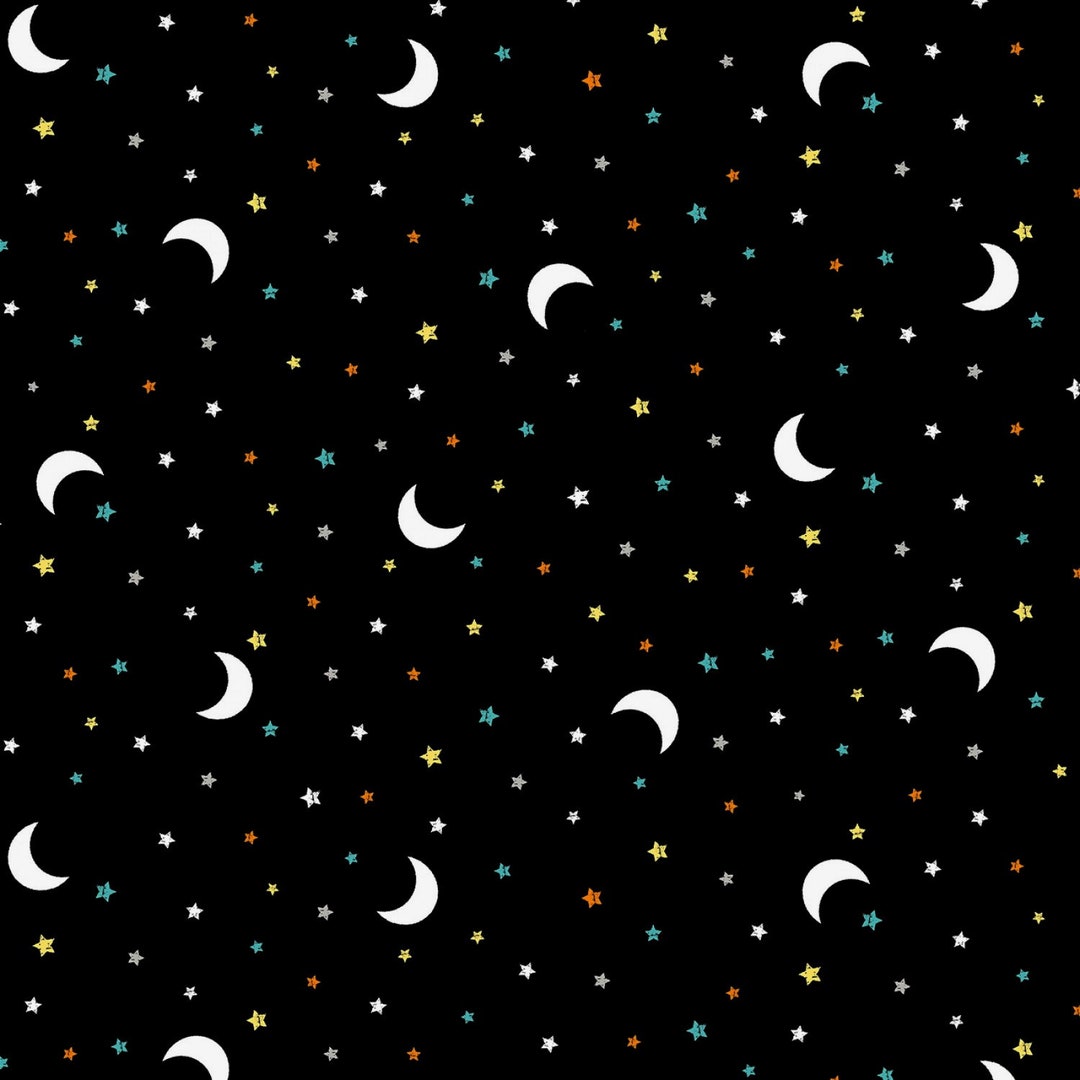 Eob~michael Miller~hocus Pocus~boo Moon~black~cotton Fabric by the Yard ...