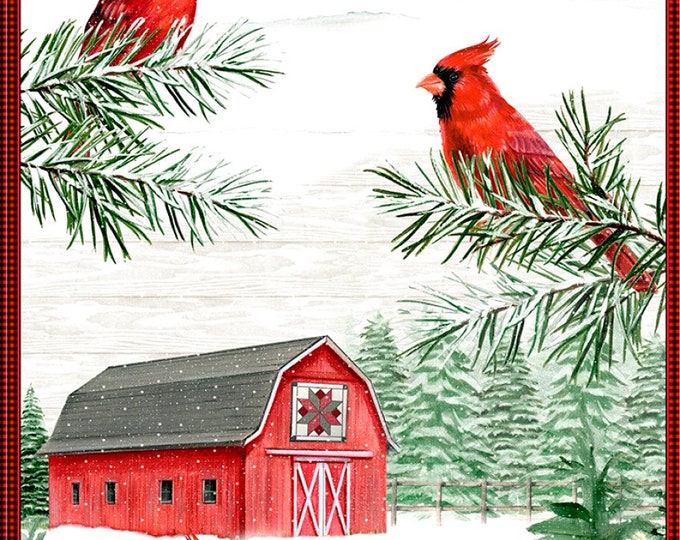Wilmington Prints~country Cardinals~24.5" Winter Scenic Cardinal Panel ...