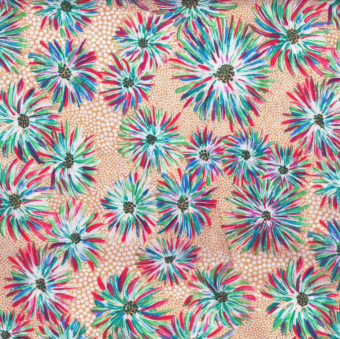 M & S Textiles~aboriginal~black Possum~green by Heather Kennedy~cotton ...