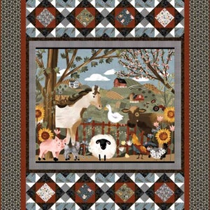 Eob~blank Quilting~farm Country~farm Scenic~light Green~cotton Fabric ...
