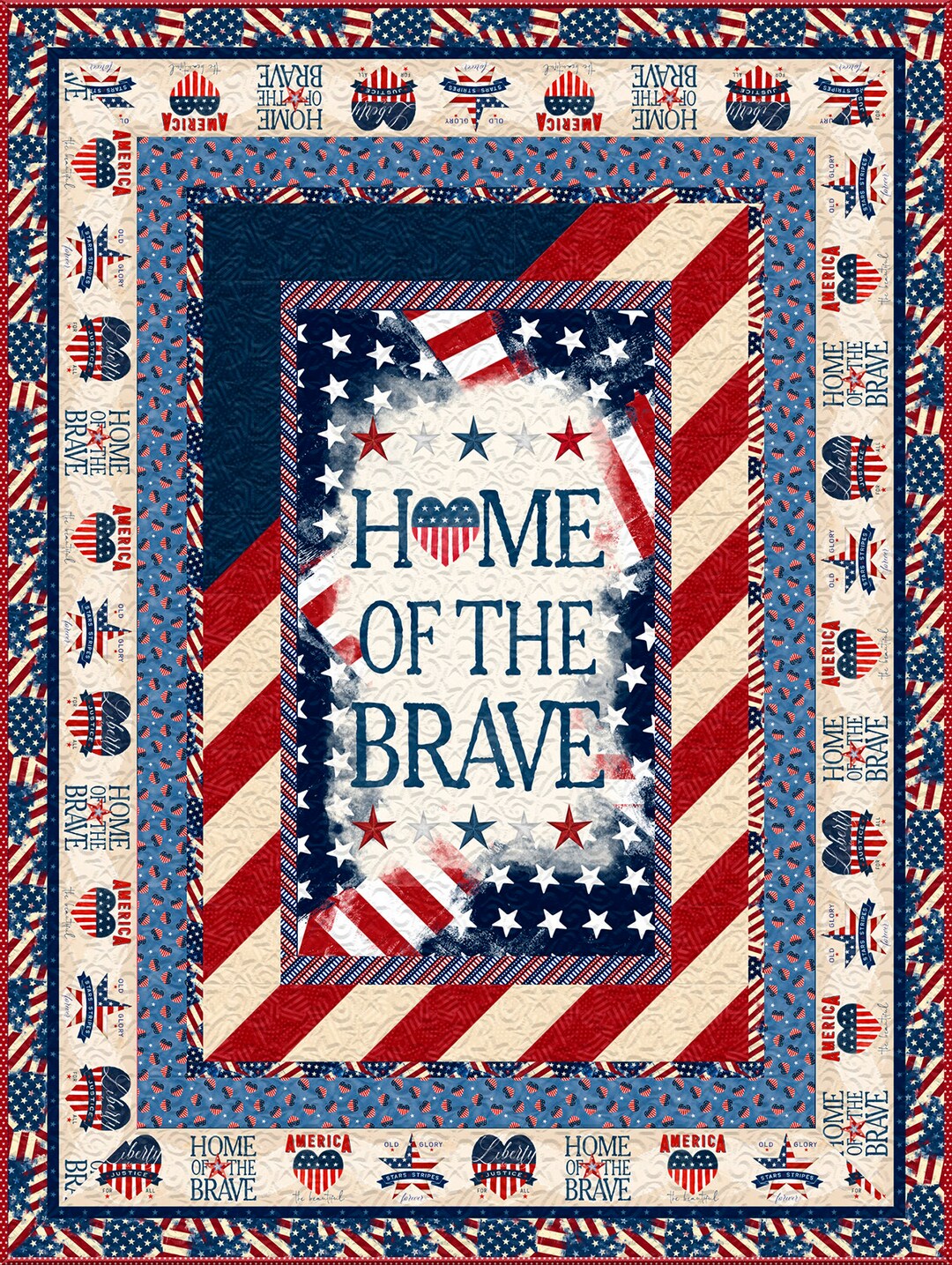 Quilt Kithearts Anthem60 X 80 Home of the Brave Panel Quilt includes ...