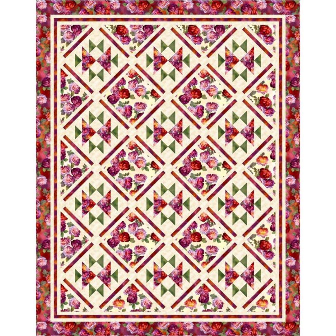 Quilt Kit~fireflies Quilt~78.25" X 99.5" Rose Grace Block Full Quilt ...