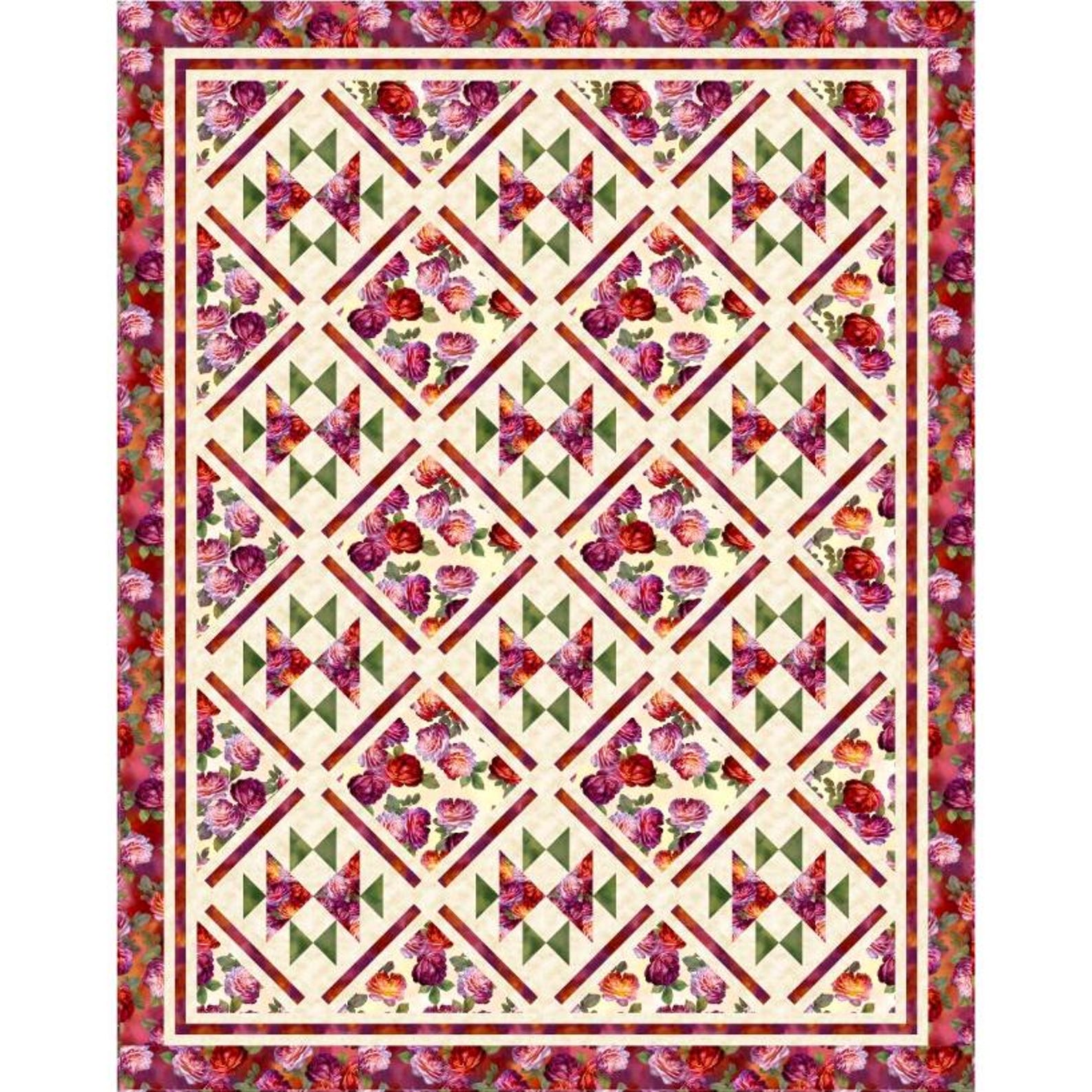 Quilt Kit~fireflies Quilt~78.25" X 99.5" Rose Grace Block Full Quilt ...
