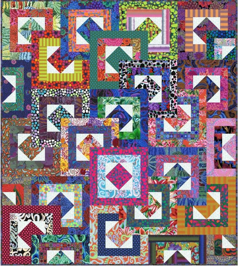 Free Spirit Kaffe Fassett February 2021 Button Mosaic Blue Cotton ...
