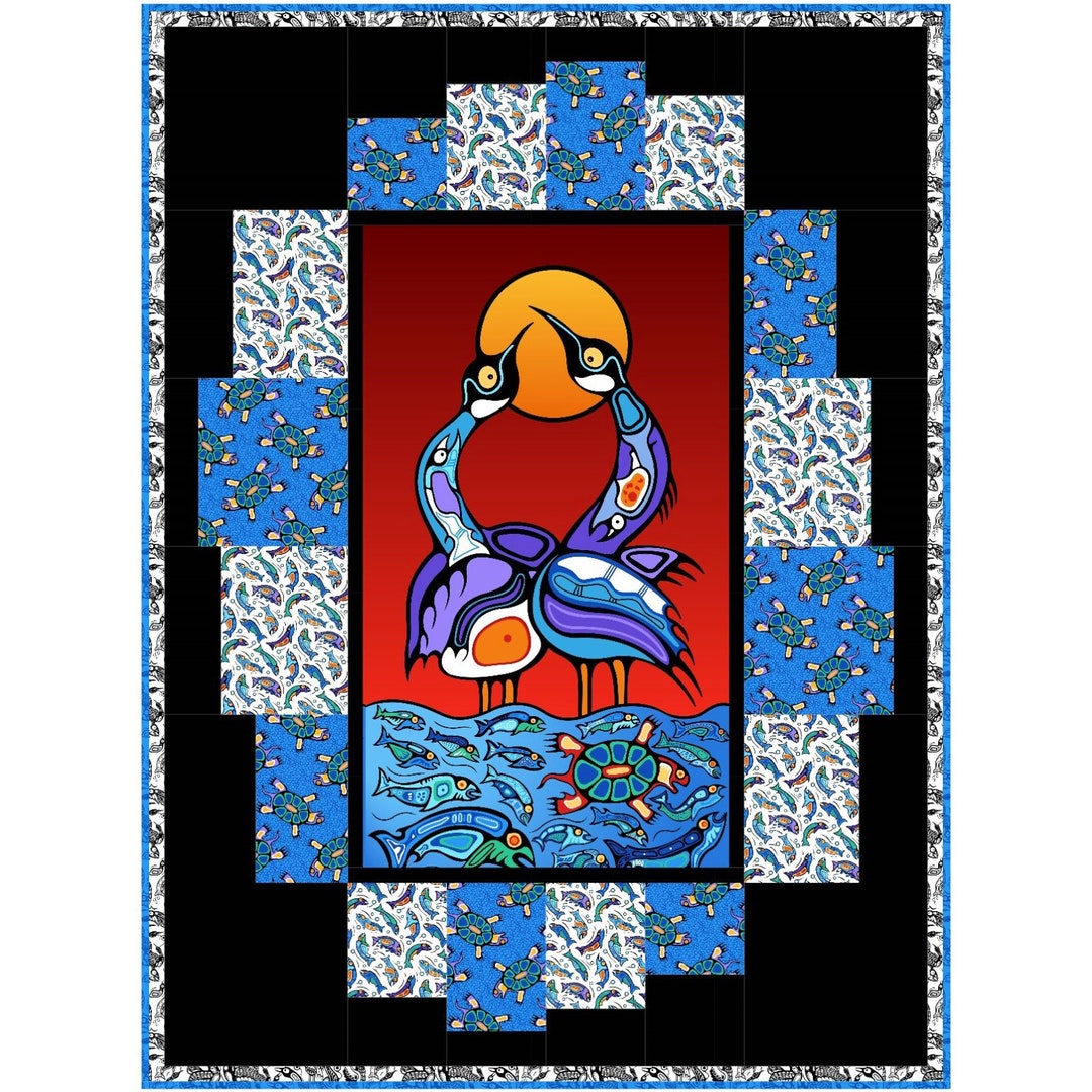 Quilt Kit~sacred Earth~53" X 71" Sacred Earth Loon Panel Quilt~black ...