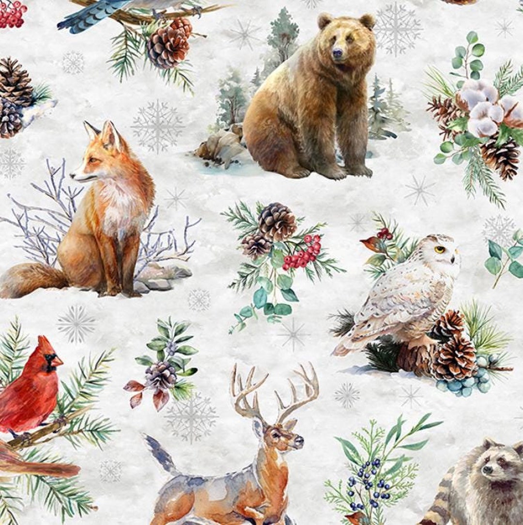Eobhoffmanwinter Talestossed Forest Animalsdigital Printfrostcotton ...