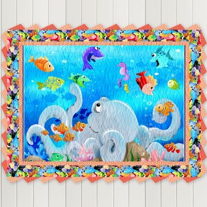 Susybee~under the Sea~37" Sea Creature Panel~multi~cotton Fabric by the ...