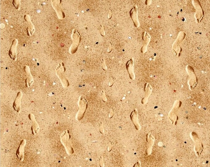 Beach Fabric Footprints in Sand, Elizabeths Studio Seashore Ocean ...