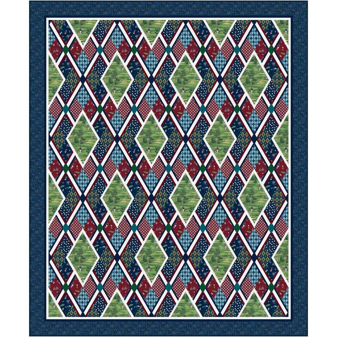 Quilt Kit~fantastic Fairway~61" X 73.5" Hole in One Argyle Golf Throw ...