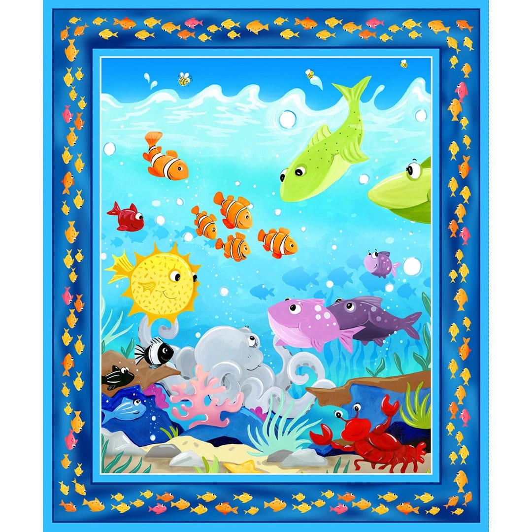 Susybee~under the Sea~37" Sea Creature Panel~multi~cotton Fabric by the ...