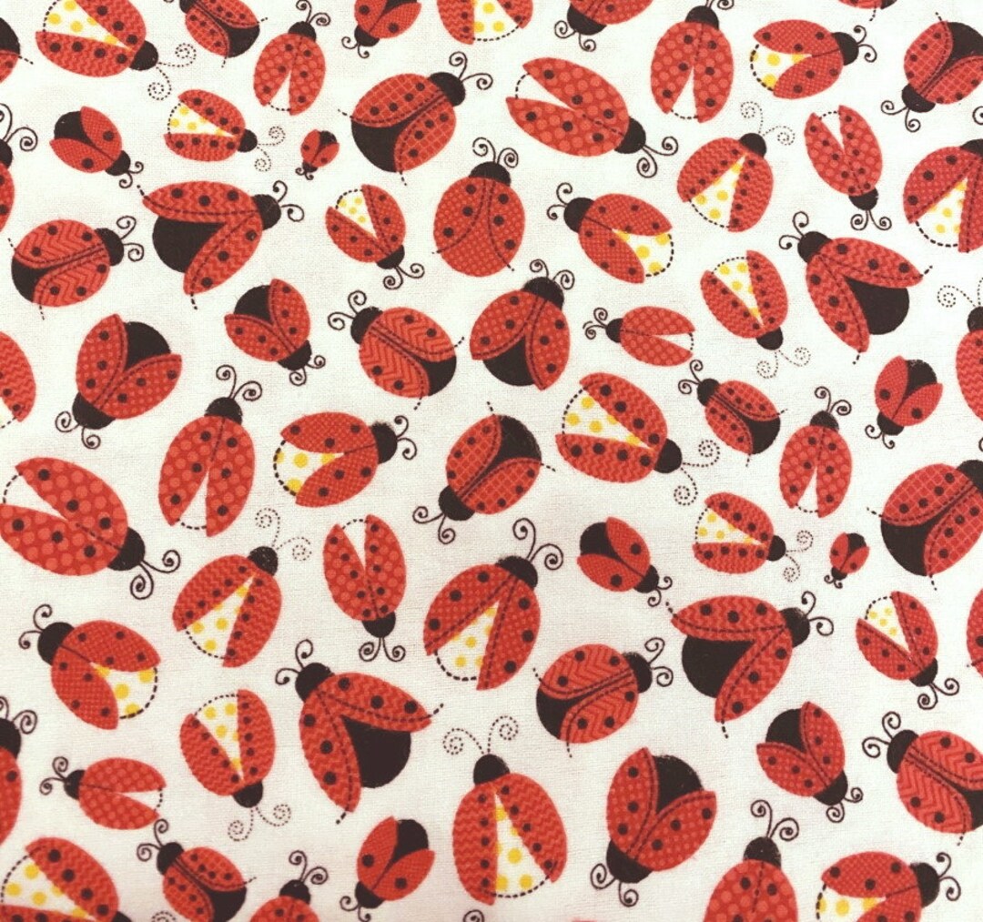 Eoboasis Fabrics fun Flannels ladybugs white flannel - Etsy