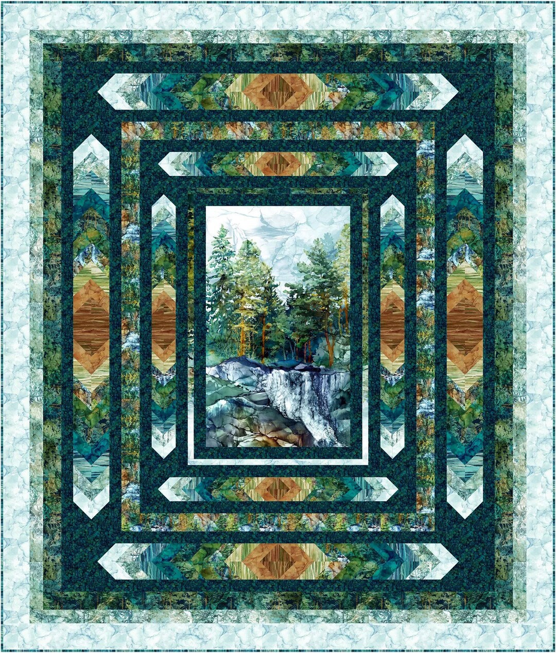 Quilt Kitviewpoint92 X 108 Cedarcrest Falls Panel Queen Quiltdark ...