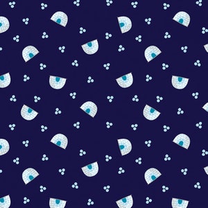 Benartex~arctic Friends~little Igloos~navy~cotton Fabric by the Yard or ...