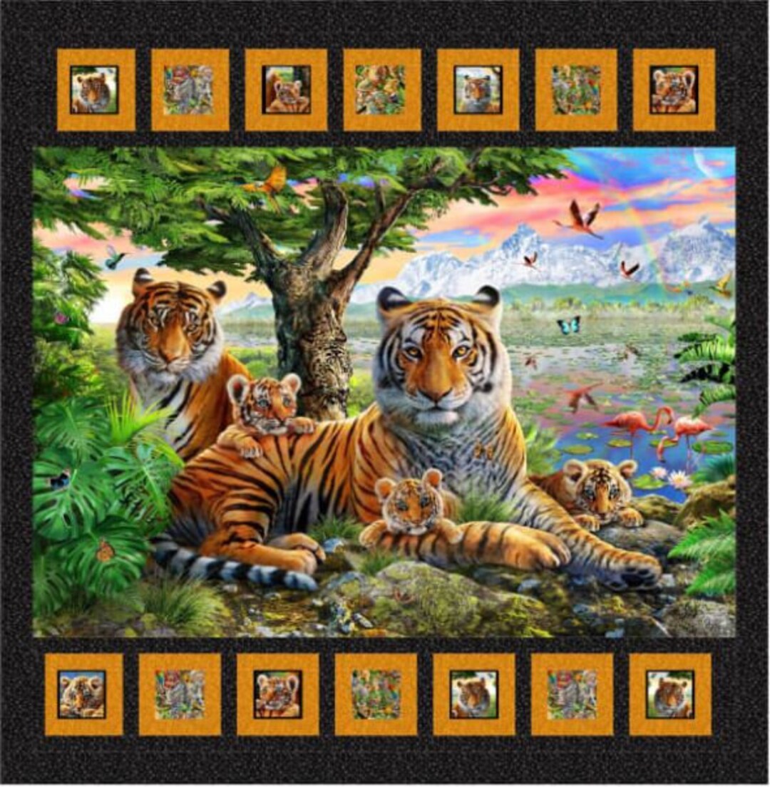 Quilt Kit~jungle Family~47" X 48" Tiger Family Panel Quilt (includes ...