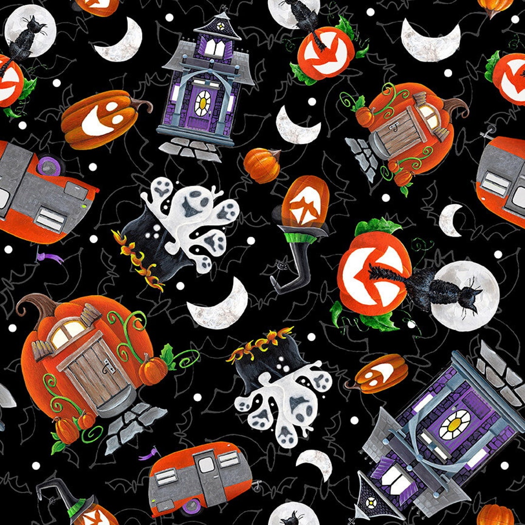 Eob~blank Quilting~booville~tossed Halloween Elements~glow in the Dark ...