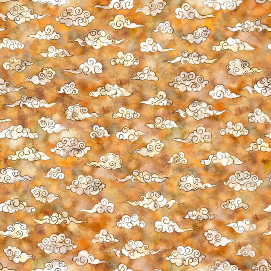 Quilting Treasures~moonshadow~clouds~digital Print~gold~cotton Fabric ...