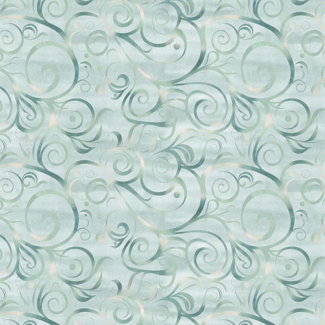 EOB Studio E Hazy Shade of Winter Windy Swirl Ice Cotton Fabric by the ...