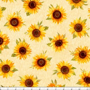 Wilmington Prints~sunflower Splendor~sunflower Toss~cream~cotton Fabric ...