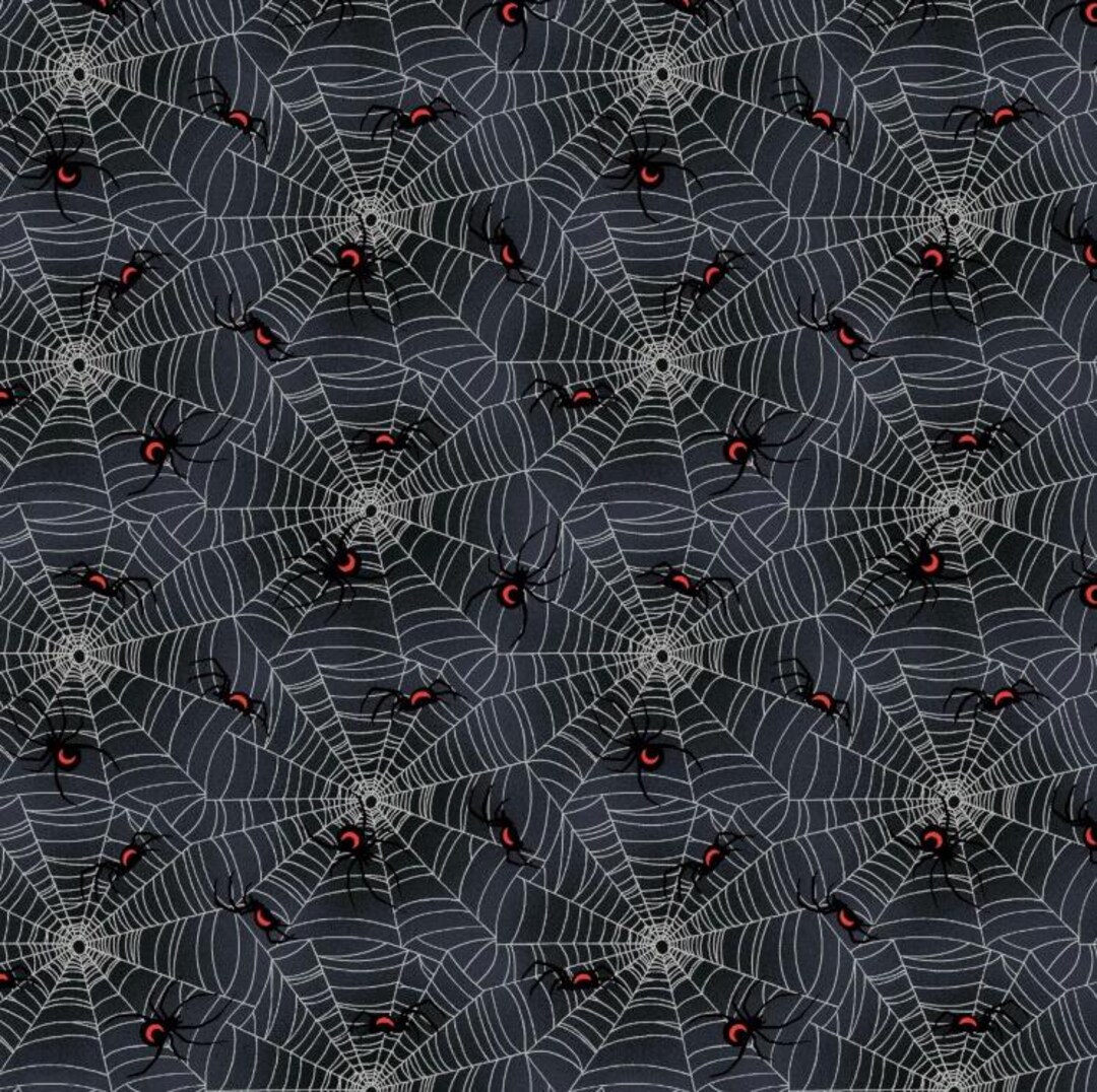 Studio E~hallowed Forest~cobwebs and Spiders~charcoal~cotton Fabric by ...