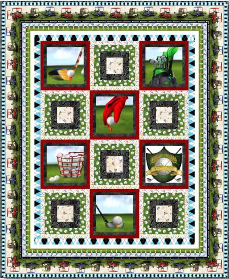 Blank Quilting Front Nine Golf Balls White Cotton Fabric by the Yard or ...
