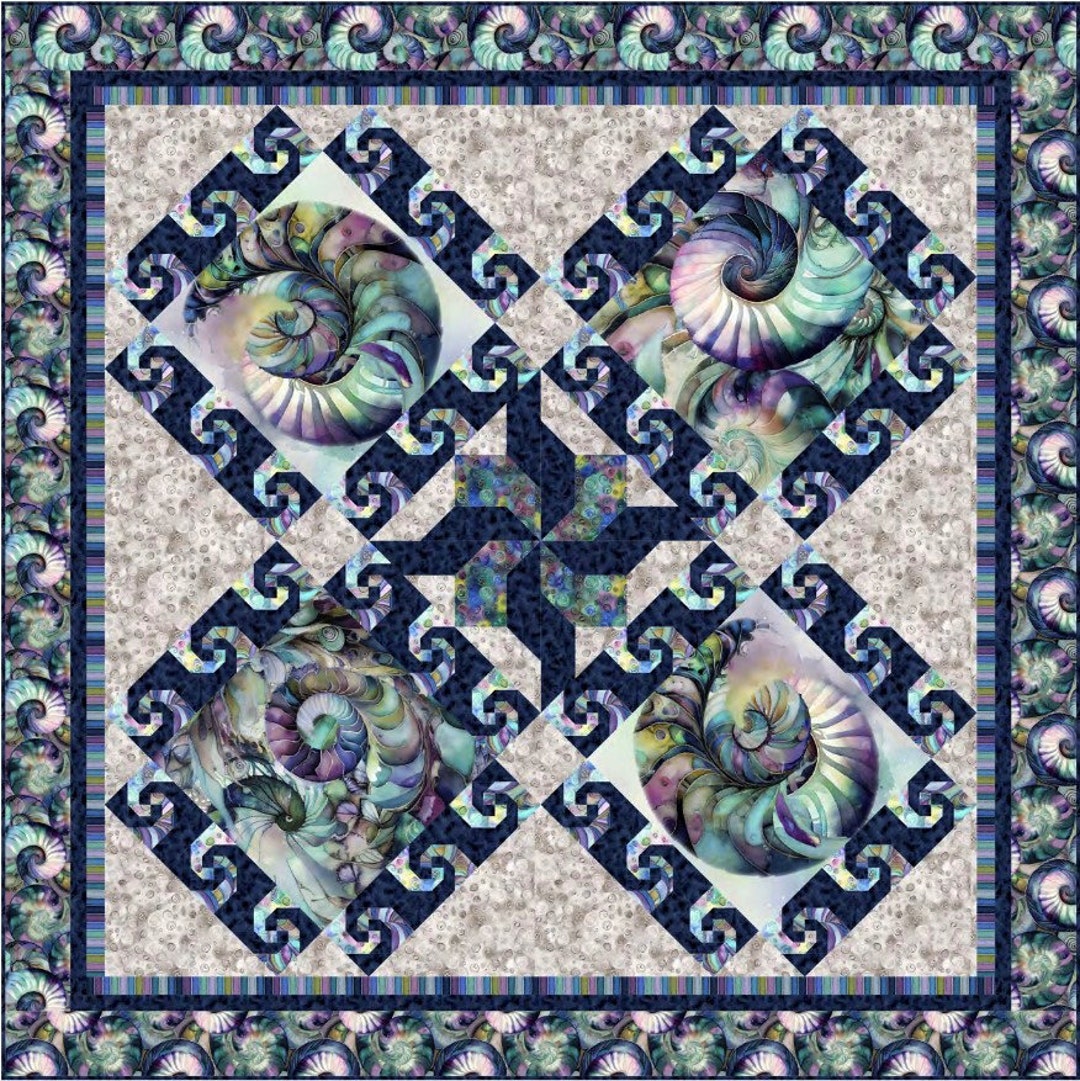 Quilt Kit~twisting Spirals~66" X 66" Seashell Soiree Quilt (includes Pattern and Fabric for Top ...