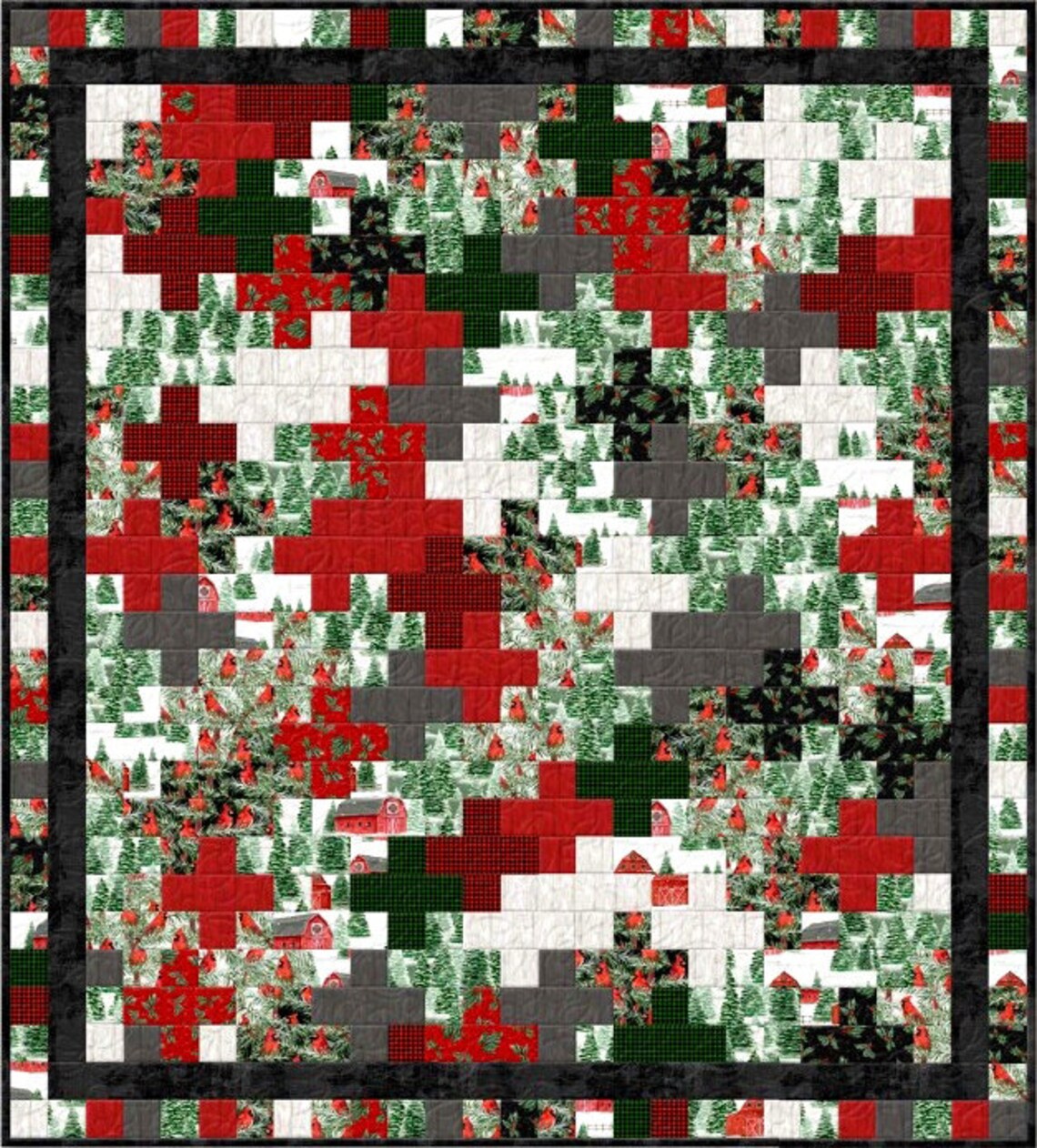 Quilt Kit~in Addition~54" X 60"~country Cardinals Throw Quilt (includes ...