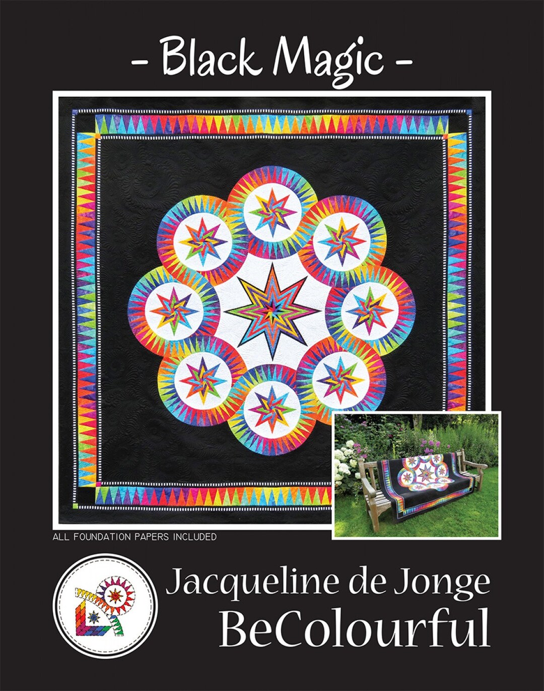 Be Colourful Quilt Pattern~black Magic~foundation Paper Piecing~75" X ...