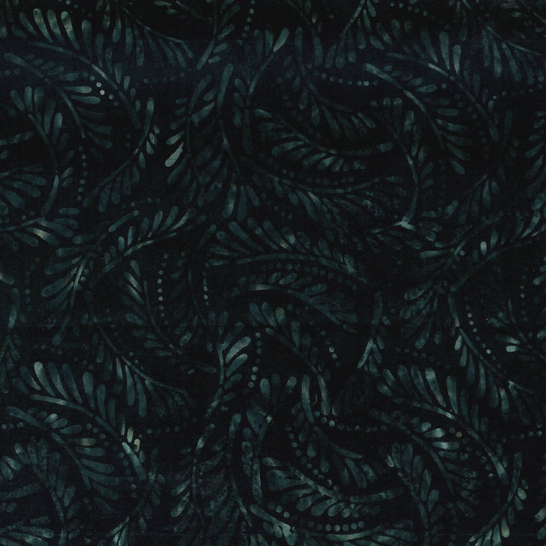 Eob~wilmington Batiks~mystic Vineyard~ferns~black~cotton Batik Fabric ...