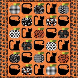 Free Spirit~scaredy Cat~73.5" X 85" Halloween Cats Quilt Kit (includes ...