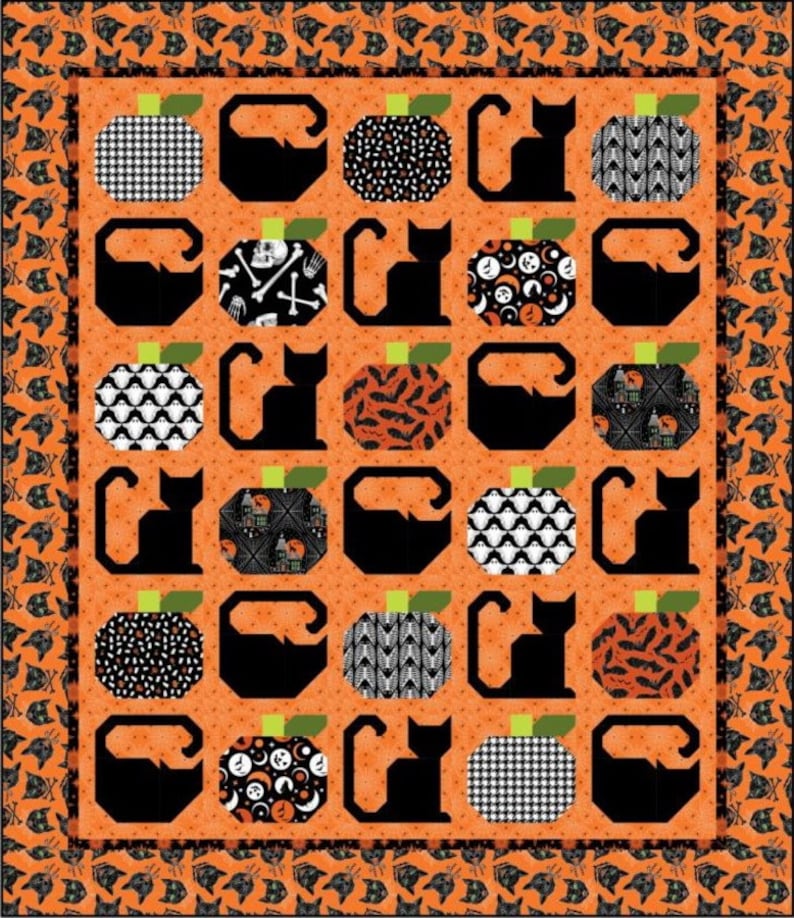 Free Spirit~scaredy Cat~73.5" X 85" Halloween Cats Quilt Kit (includes ...