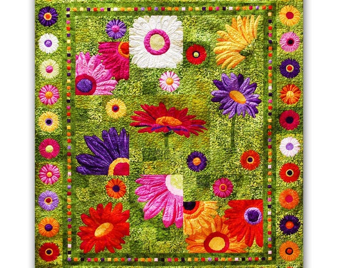 Quilt Kit~full Bloom~80" X 96" Machine Applique Floral Quilt (includes ...