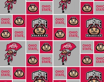 NCAA Ohio State University Buckeyes Tone on Tone Red Cotton Fabric ...
