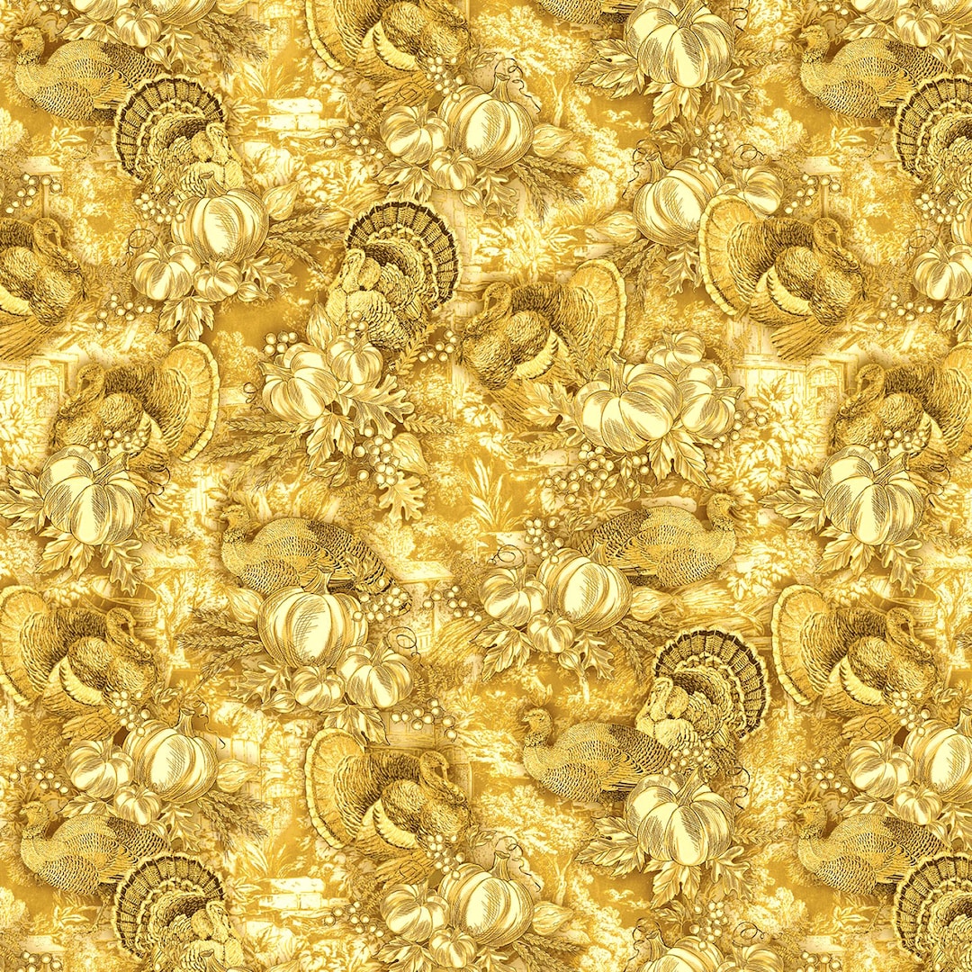 Benartex~harvest Festival~harvest Toile W/ Metallic Gold~gold~cotton ...