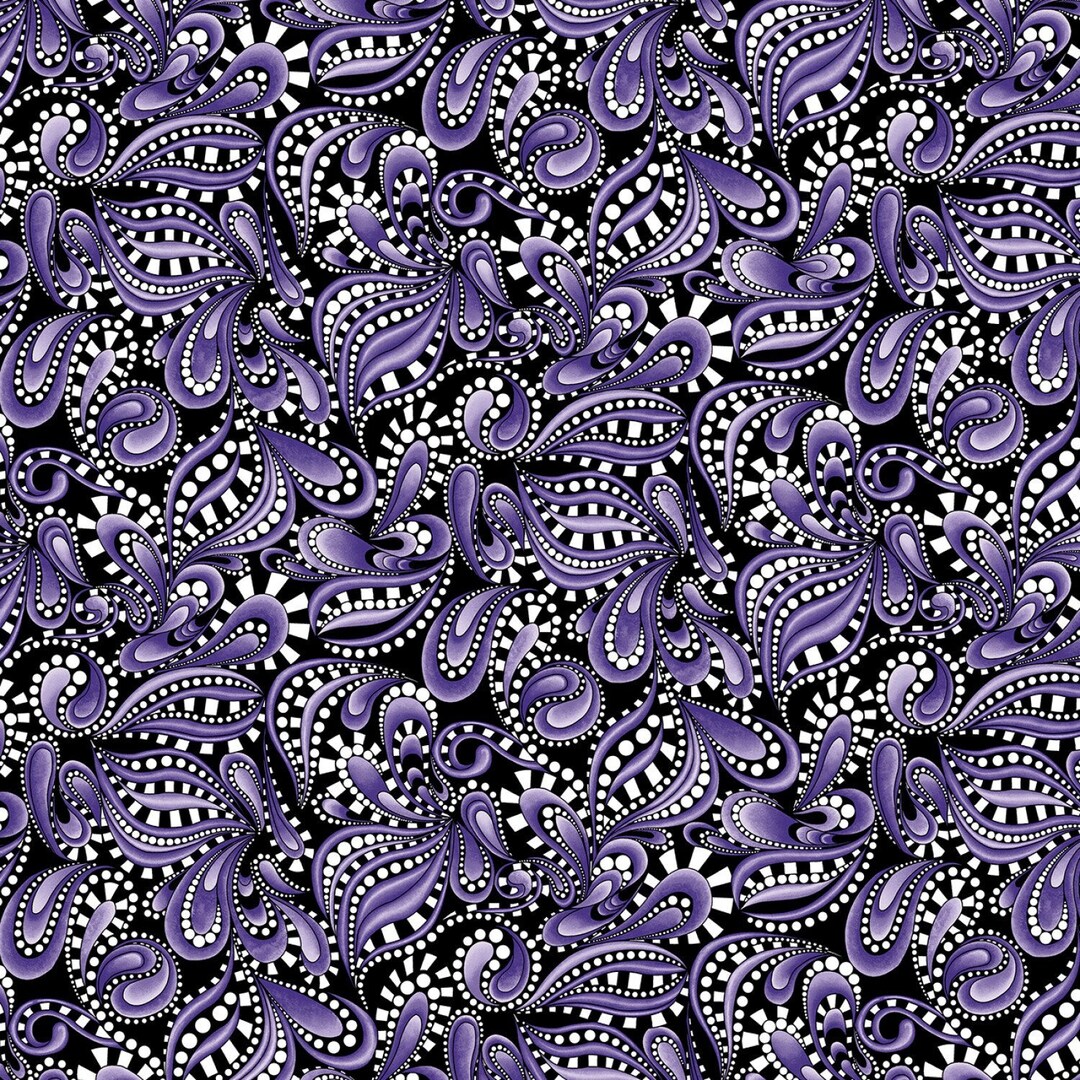 Eob~benartex~xanadu by Ann Lauer~paisley Rhythm~purple~digital~cotton ...