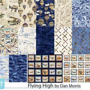 Quilting Treasuresflying Highairplane Collagedigitalmulticotton Fabric ...