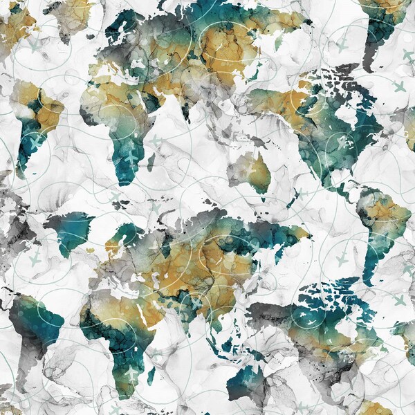 Around the World Map Fabric - Etsy